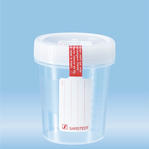 Container with screw cap, 100 ml, (ØxH): 57 x 76 mm, PP, with safety ...