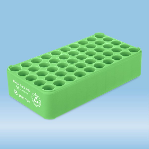 Block Rack D17, Ø opening: 17 mm, 5 x 10, green | Block racks ...