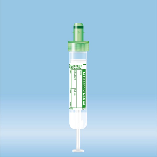 S-Monovette® Lithium heparin LH, 5.5 ml, cap green, (LxØ): 75 x 15 mm ...