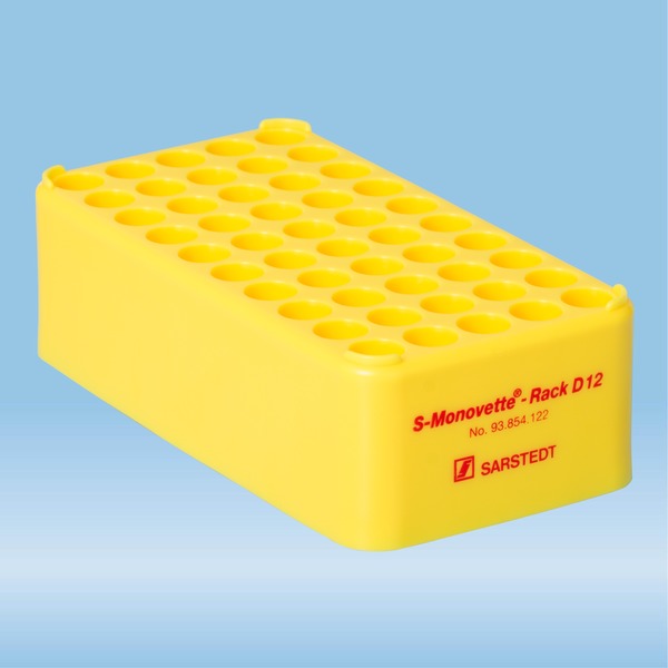 S-Monovette® rack D12, Ø opening: 12 mm, 5 x 10, yellow | Racks | Racks ...