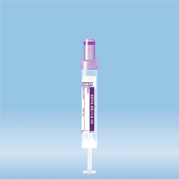 S-Monovette® EDTA K3E, 1.6 ml, cap violet, (LxØ): 66 x 11 mm, with paper label | S-Monovette ...