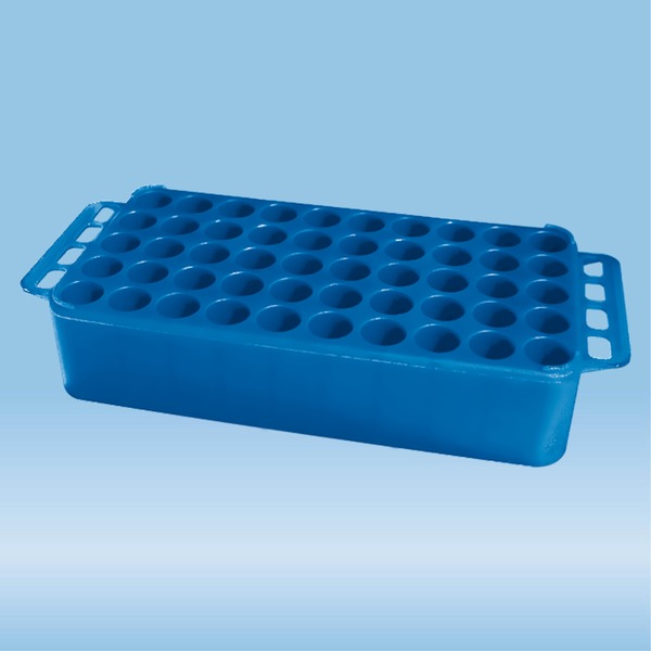 Block Rack D17, Ø opening: 17 mm, 5 x 10, blue, with handle | Block ...