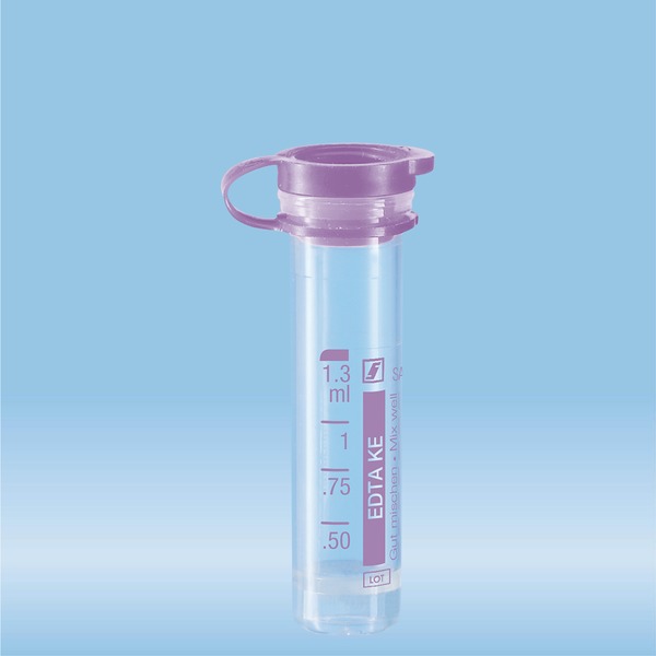 Micro sample tube EDTA K3E, 1.3 ml, push cap, ISO | Prepared blood ...