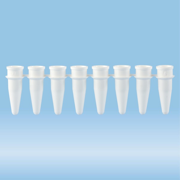 PCR strip of 8, 200 µl, PCR Performance Tested, white, PP | PCR cups ...